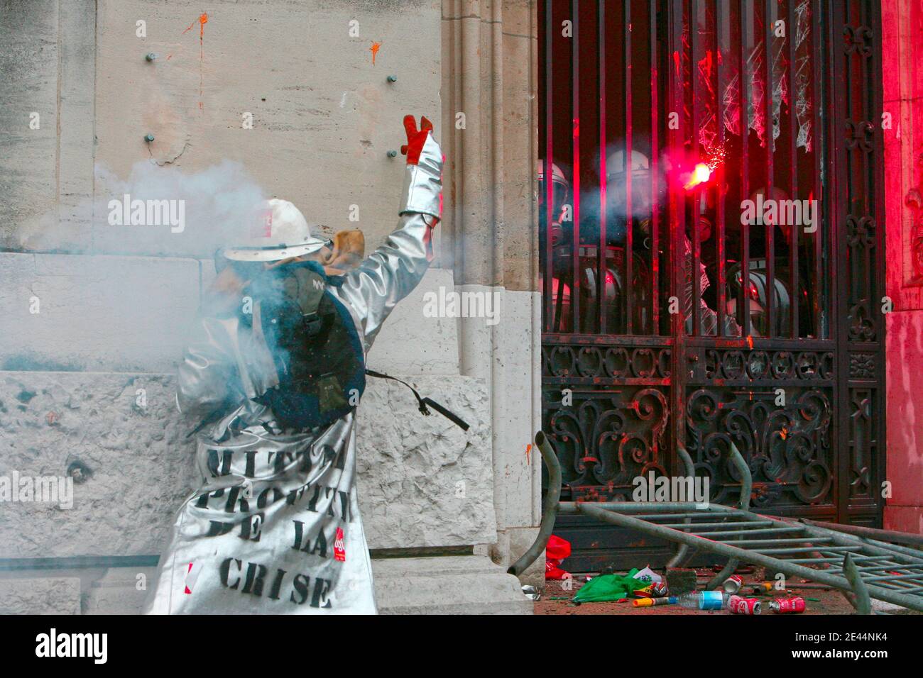 ArcelorMittal employee demonstrate outside the headquarters of the ...