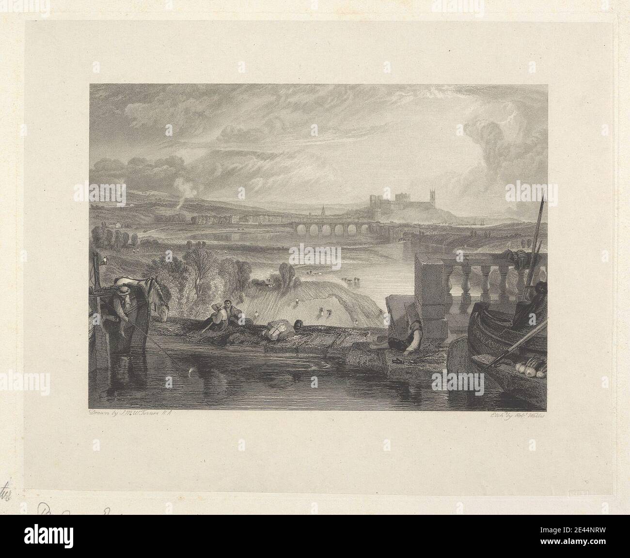 Robert Wallis, 1794â€“1878, British, Lancaster from the Aqueduct Bridge ...