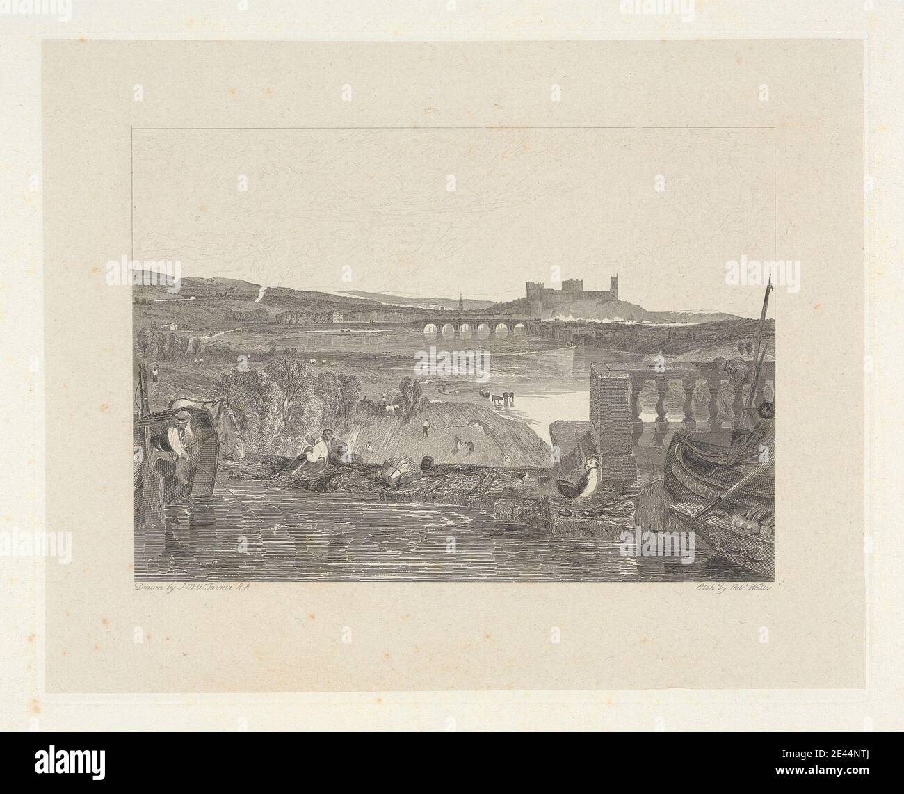 Robert Wallis, 1794â€“1878, British, Lancaster from the Aqueduct Bridge ...