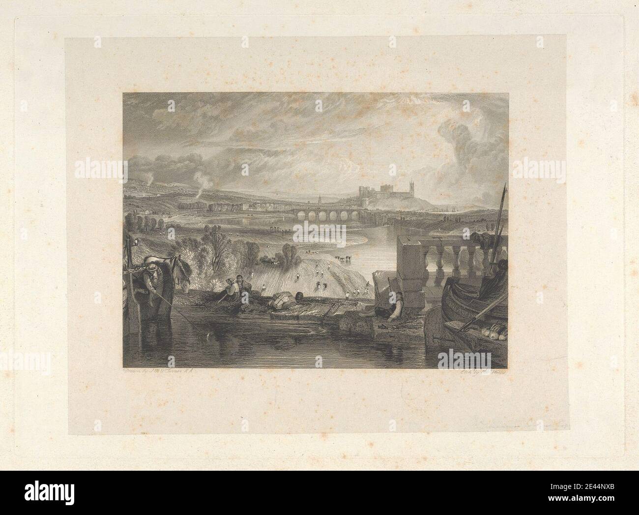 Robert Wallis, 1794â€“1878, British, Lancaster from the Aqueduct Bridge ...