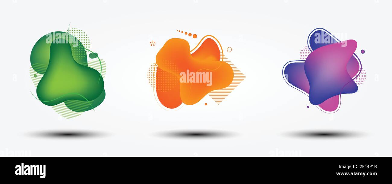 Set of abstract modern graphic elements. Dynamical colored forms and ...