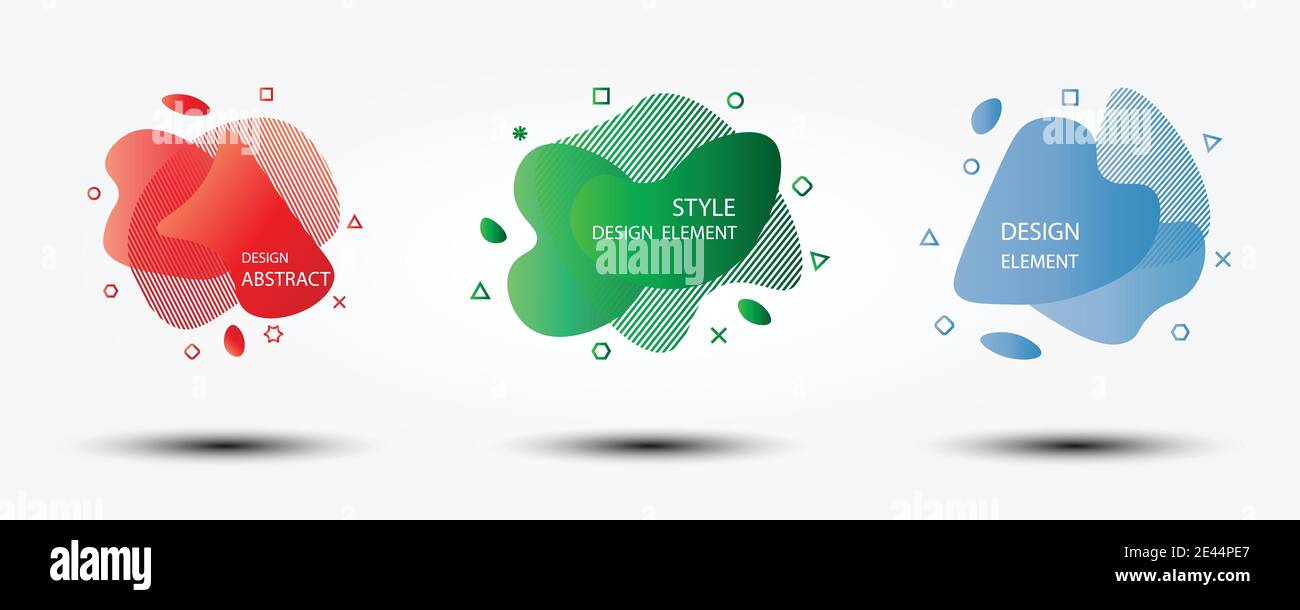 Set of abstract modern graphic elements. Dynamical colored forms and ...