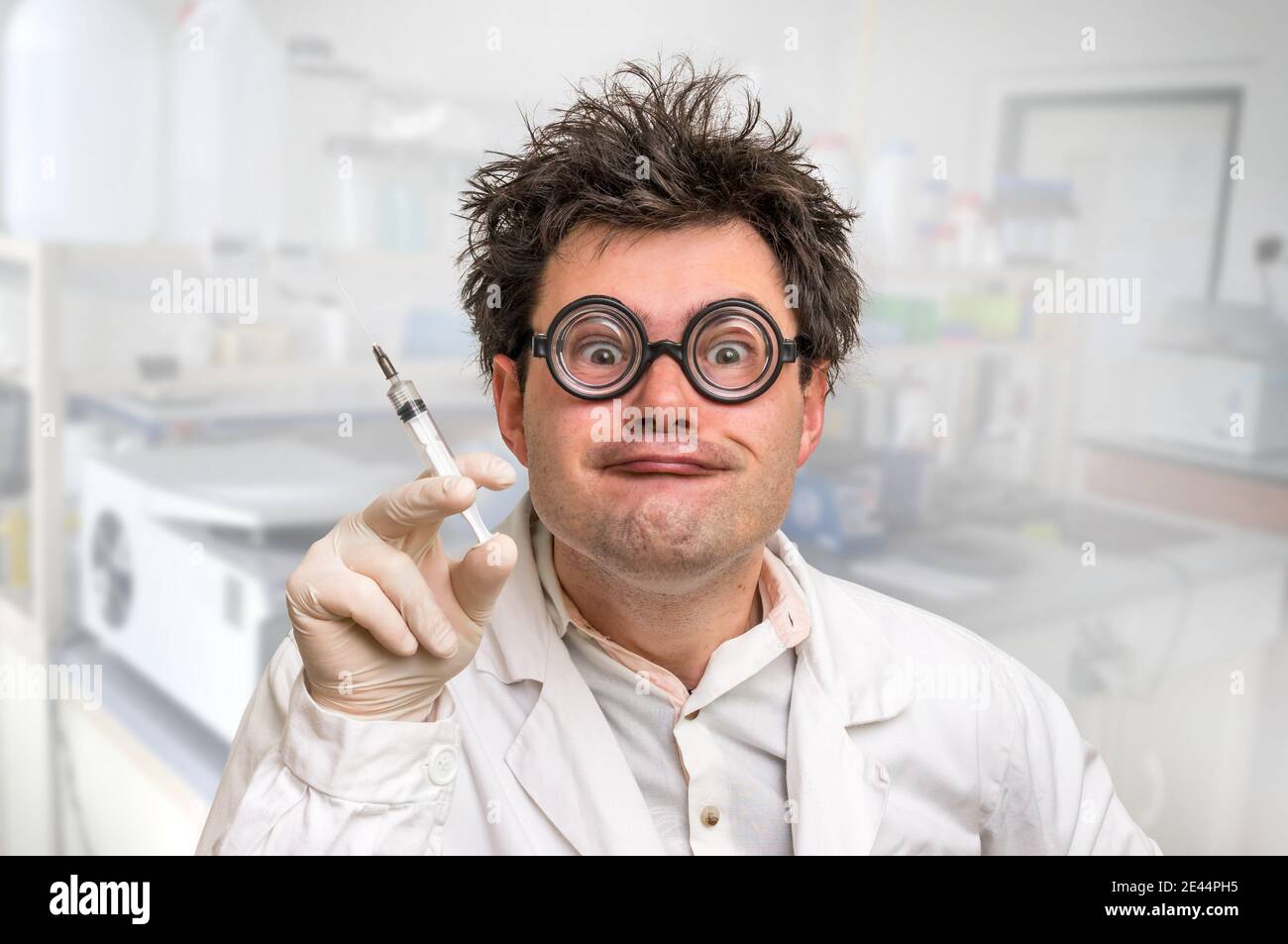 Young crazy doctor performing experiments in hospital Stock Photo - Alamy