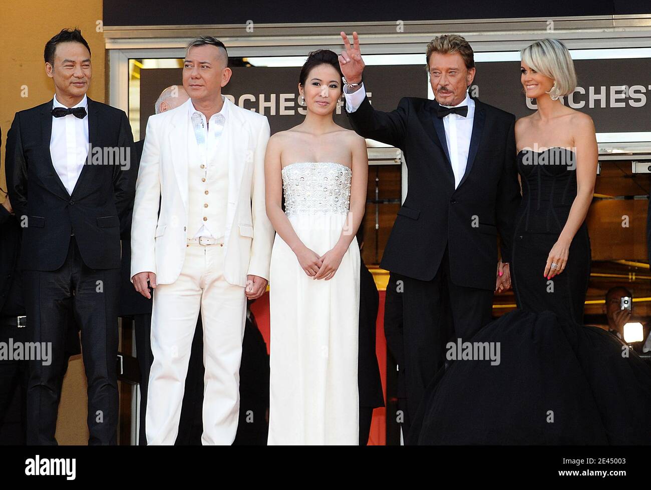 Laeticia and Johnny Hallyday with Siu-Fai, Simon Yam, Michelle Ye ...