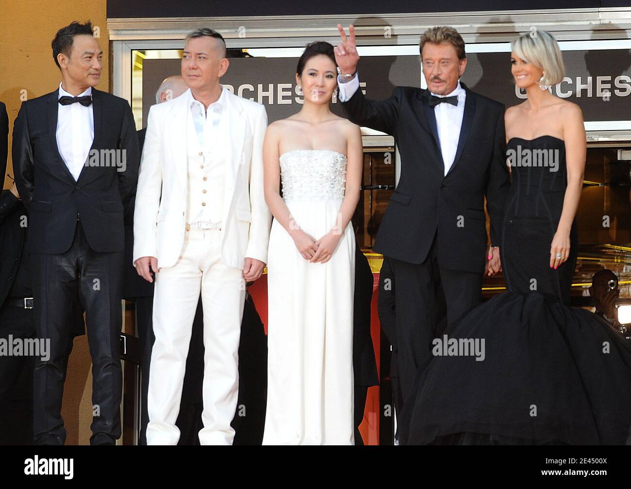 Laeticia and Johnny Hallyday with Siu-Fai, Simon Yam, Michelle Ye ...