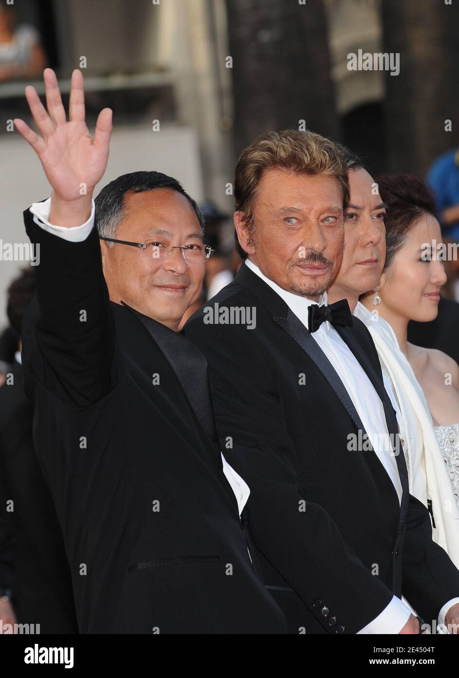 Laeticia and Johnny Hallyday with Siu-Fai, Simon Yam, Michele Ye and ...