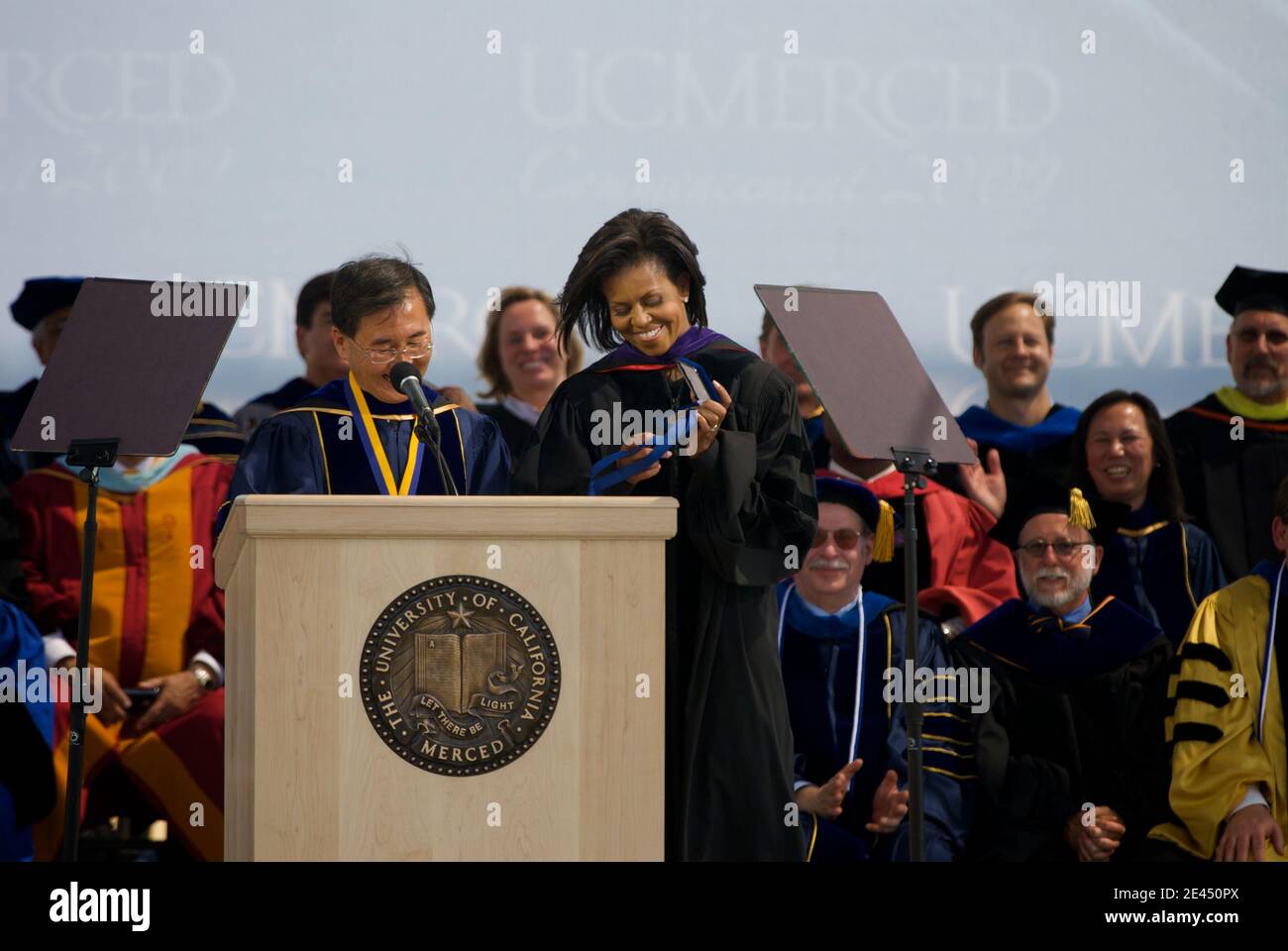 First Lady Michelle Obama gives her first commencement speech to the ...