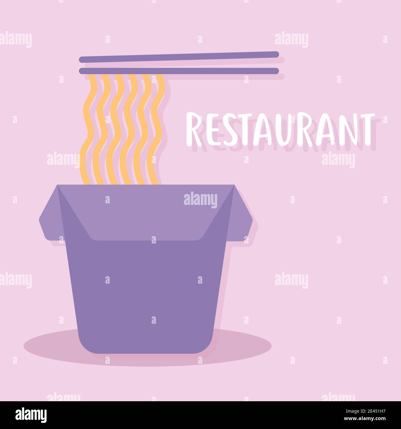 restaurant lettering with a box with noodles and two chopsticks Stock ...