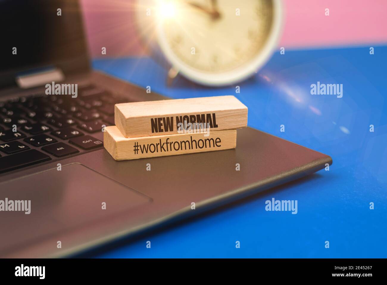 New normal 2021 concept workspace with laptop, work from home ...