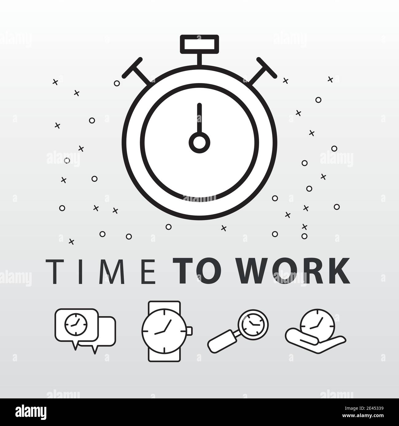 bundle of five time clocks line style set icons and lettering vector ...