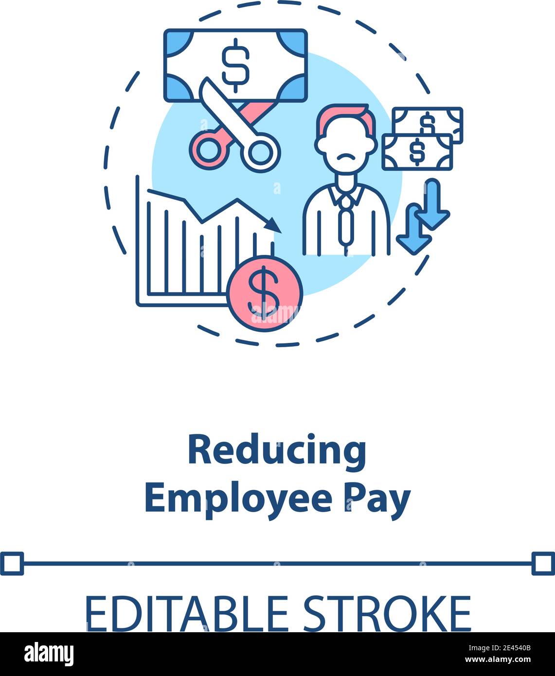 Reducing employee pay concept icon Stock Vector Image & Art - Alamy