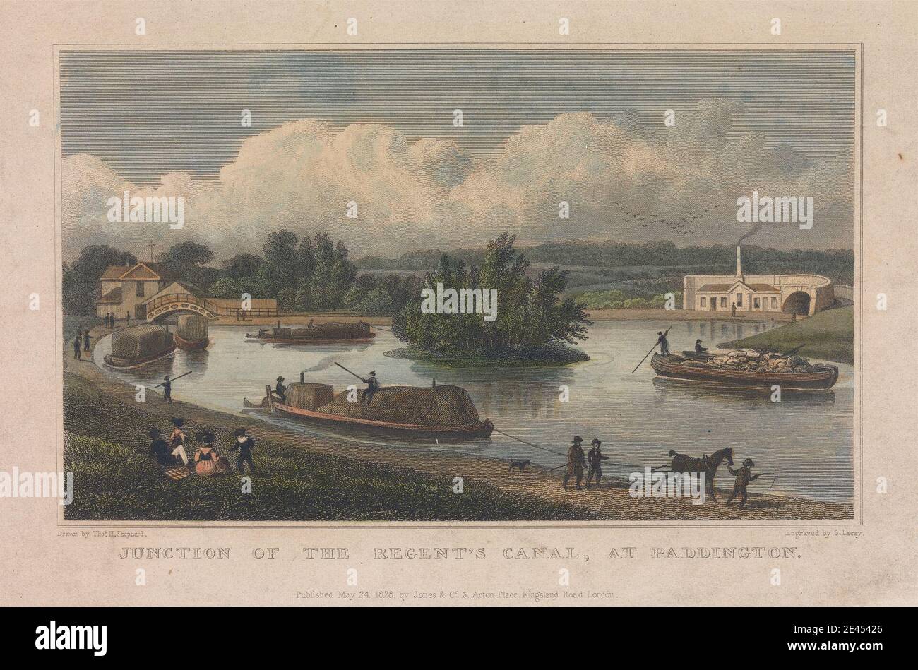 S. Lacey, active 1830s, Junction of the Regent's Canal at Paddington ...