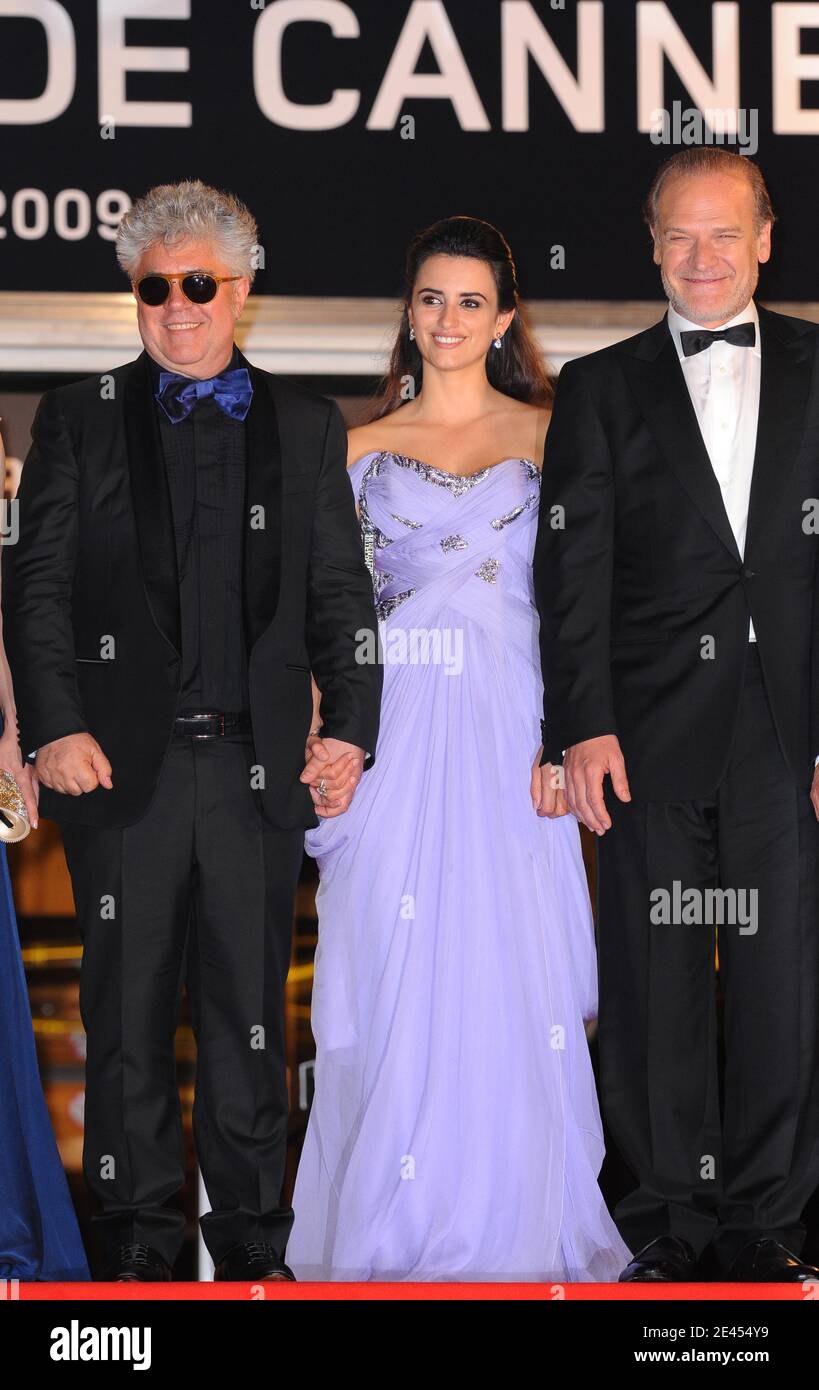 Pedro Almodovar, Penelope Cruz, Lluis Homar leaving the screening of ...