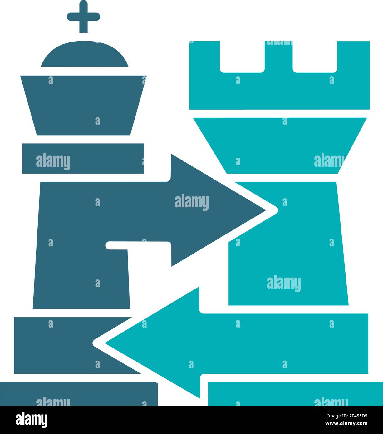 Rook and King chess exchange, castling colored icon. Board game, table ...