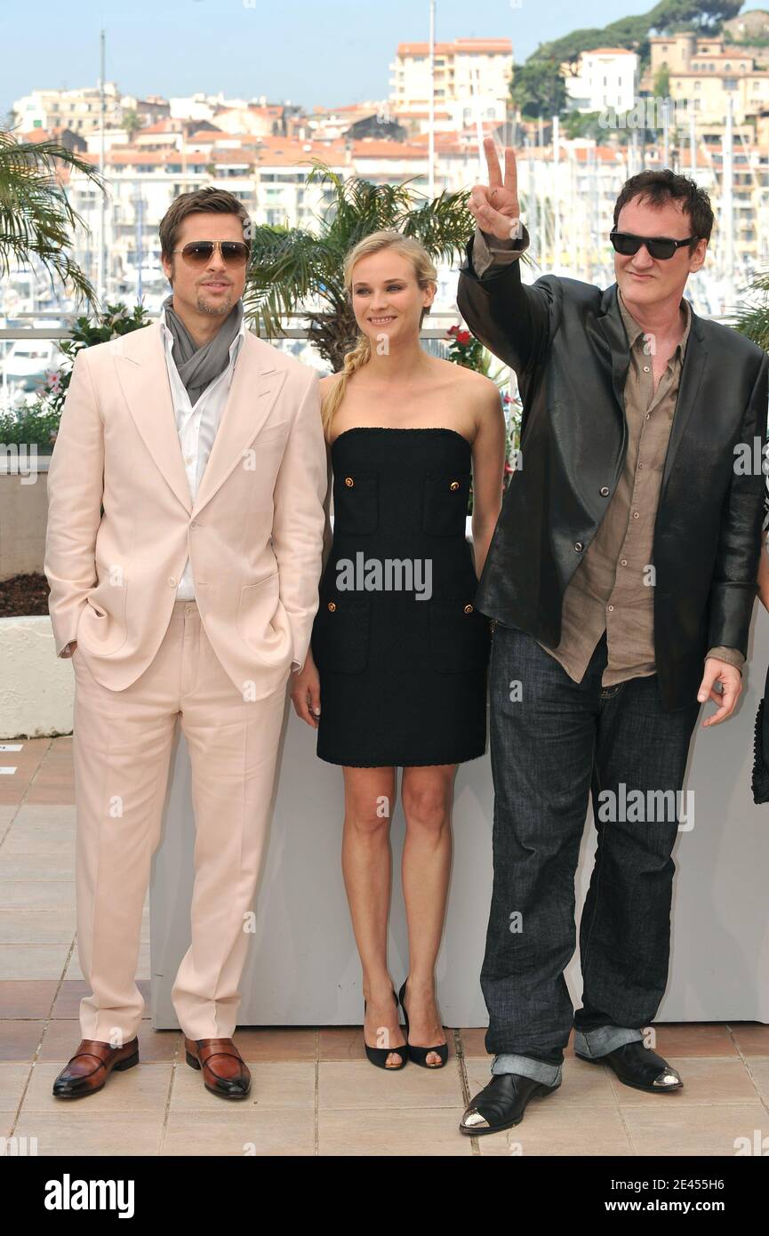 (L-R) Brad Pitt, Diane Kruger and Director Quentin Tarantino at a photocall for the film ...