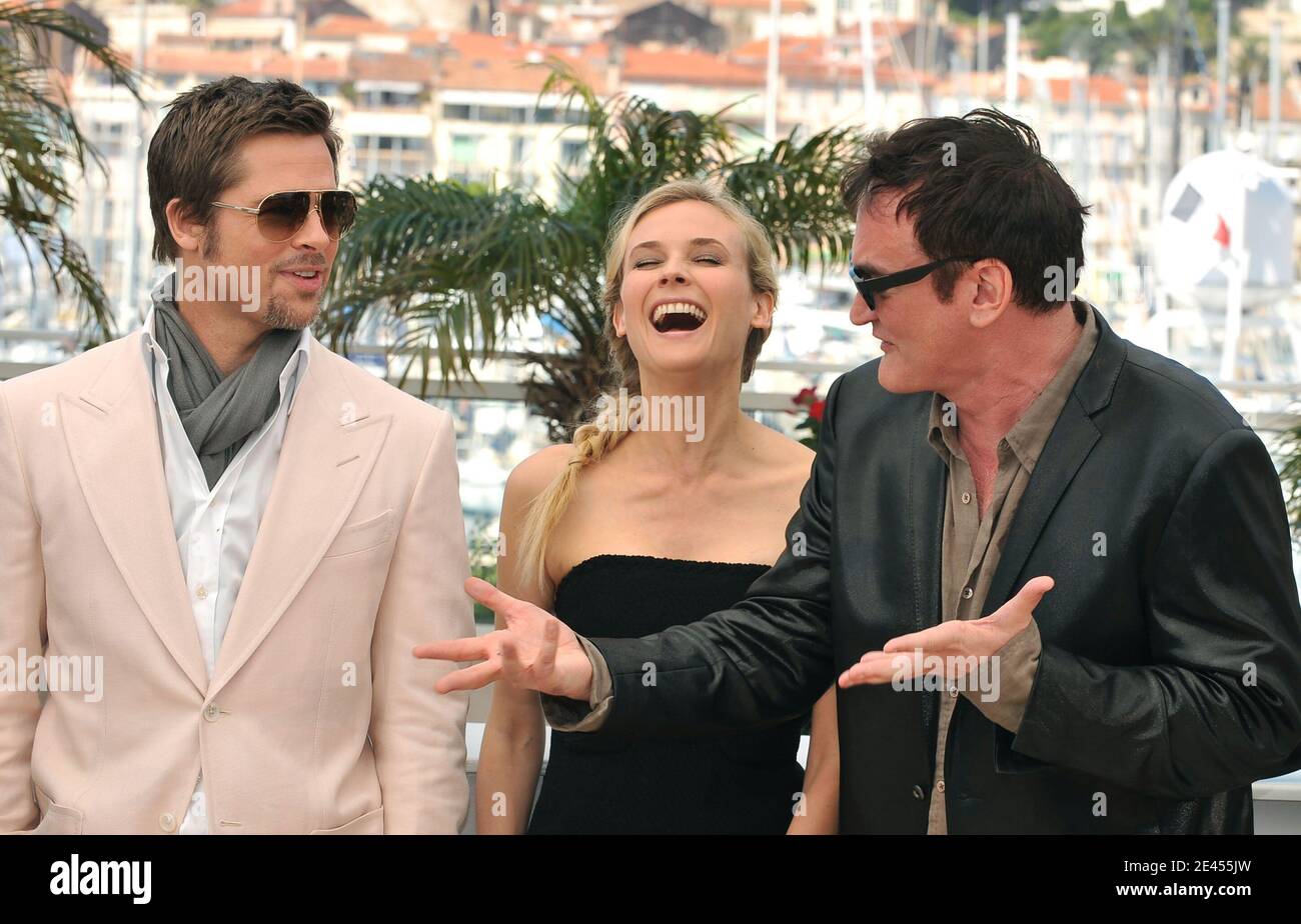 (L-R) Brad Pitt, Diane Kruger and Director Quentin Tarantino at a photocall for the film ...