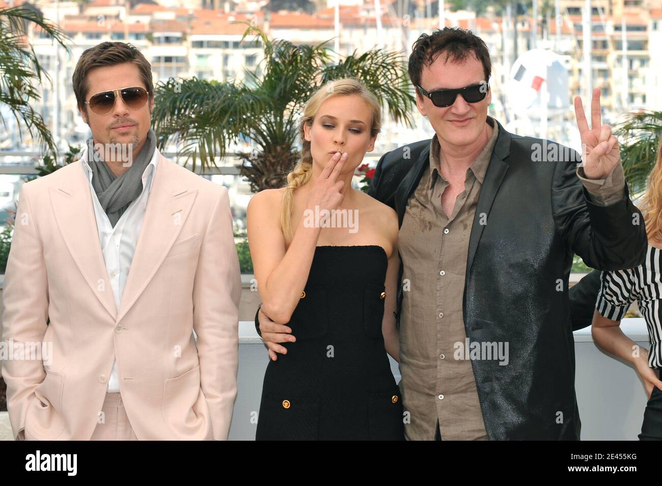 (L-R) Brad Pitt, Diane Kruger and Director Quentin Tarantino at a photocall for the film ...