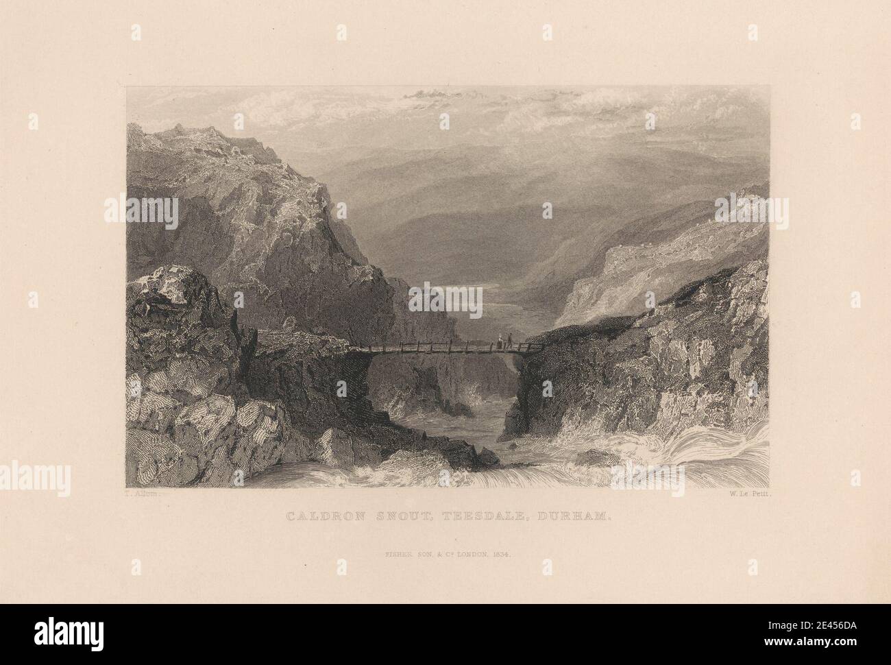 Print made by William Le Petit, early 1800s, Caldron Snout, Teesdale ...