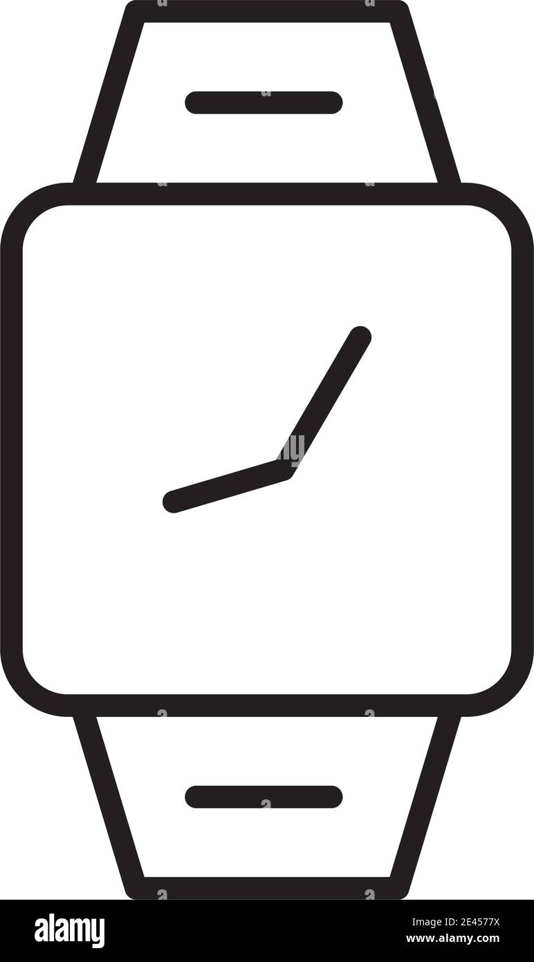 time clock square wrist watch line style icon vector illustration ...