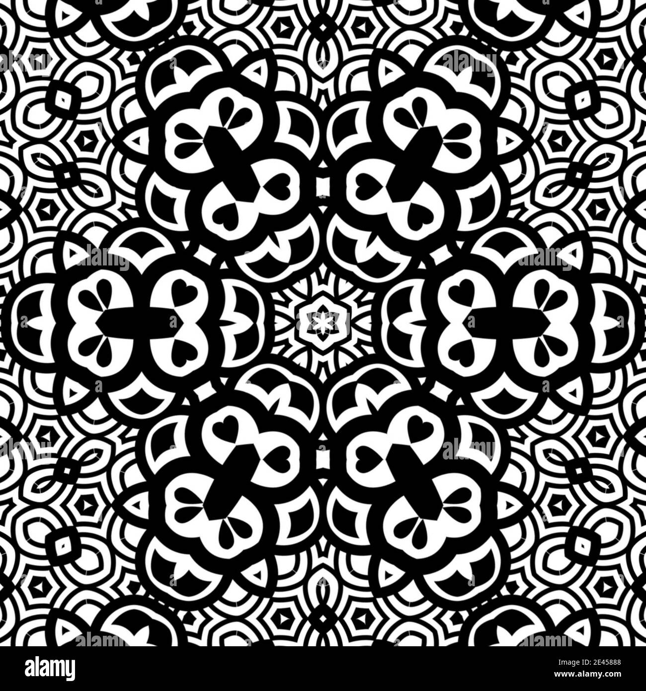 Illustration of black lines and patterns around the center Stock Photo ...