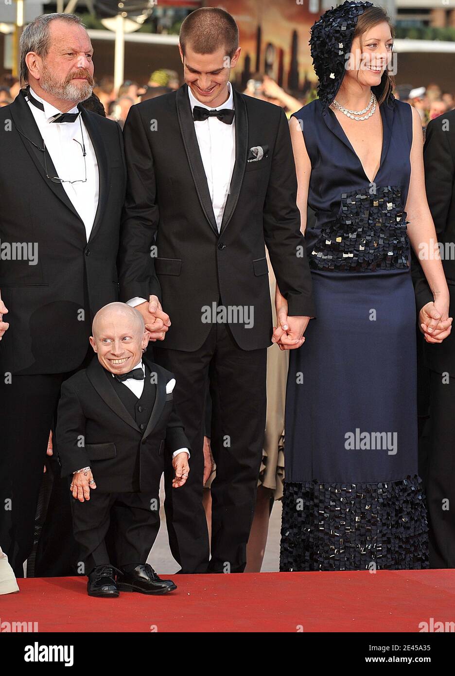 Verne Troyer, Terry Gilliam, Andrew Garfield, Amy Gilliam attending the ...