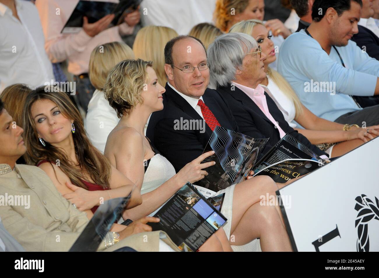 (L-R) Arun Nayar, Elizabeth Hurley, Charlene Wittstock, Prince Albert ...