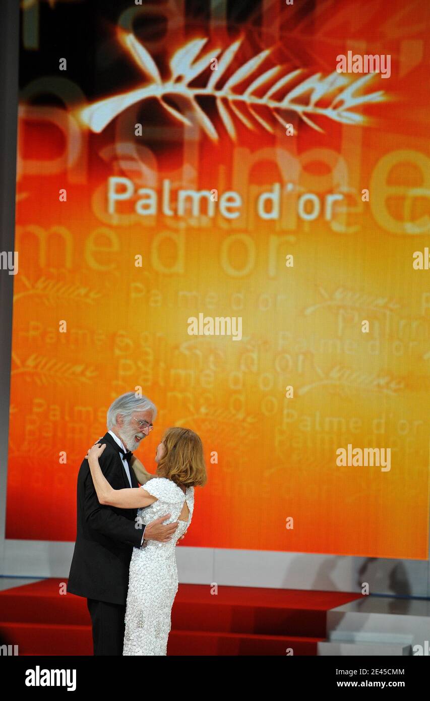 Palme d'Or Michael Haneke and Isabelle Huppert attend the closing ...