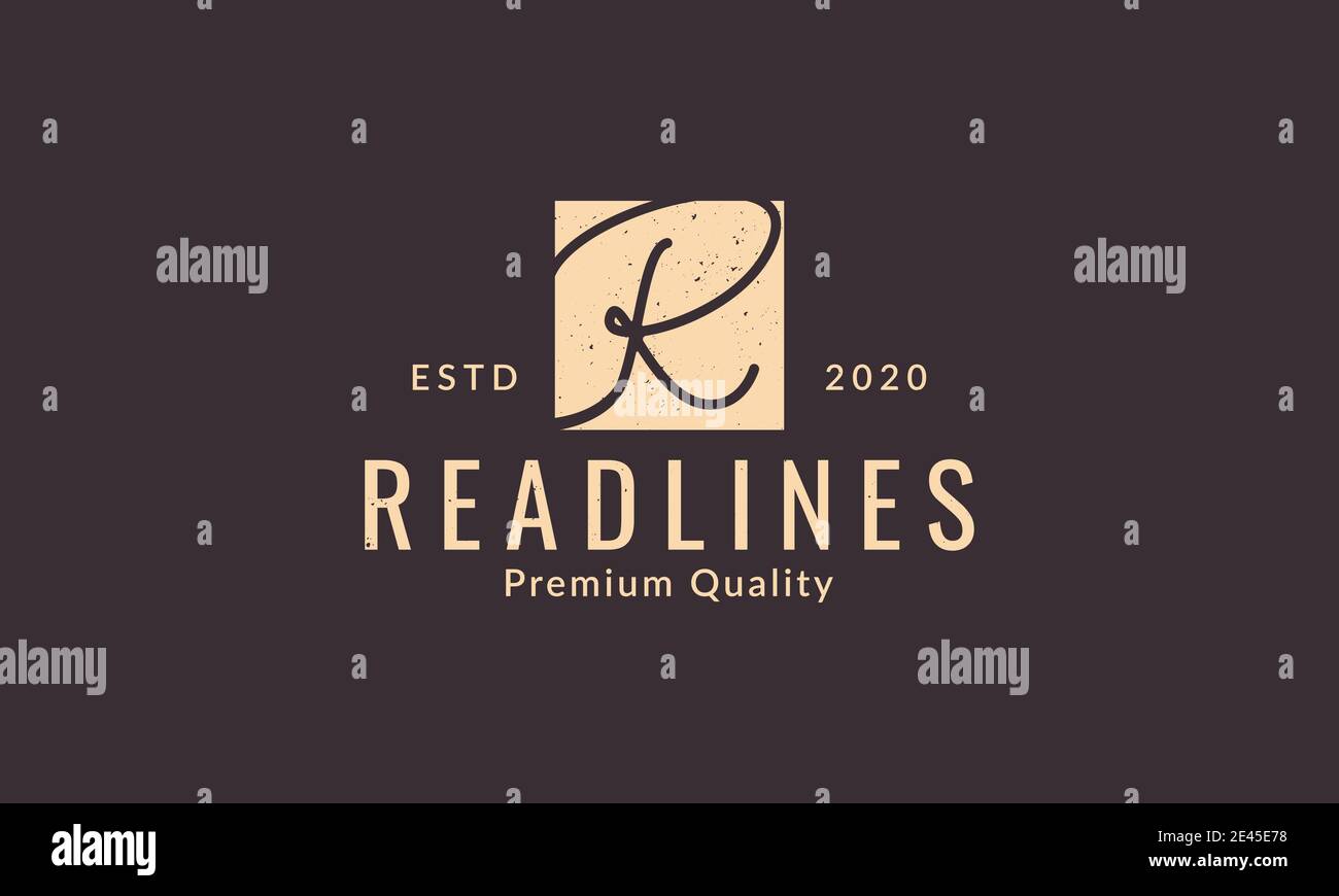 signature letter R square vintage logo symbol icon vector graphic ...