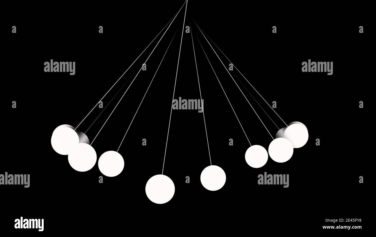 3D rendering of freely swinging pendulums on black background Stock ...
