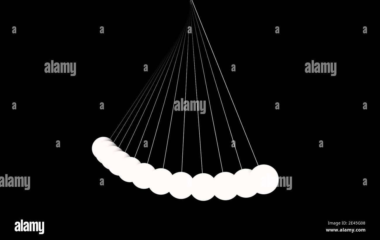 3D rendering of freely swinging pendulums on black background Stock ...