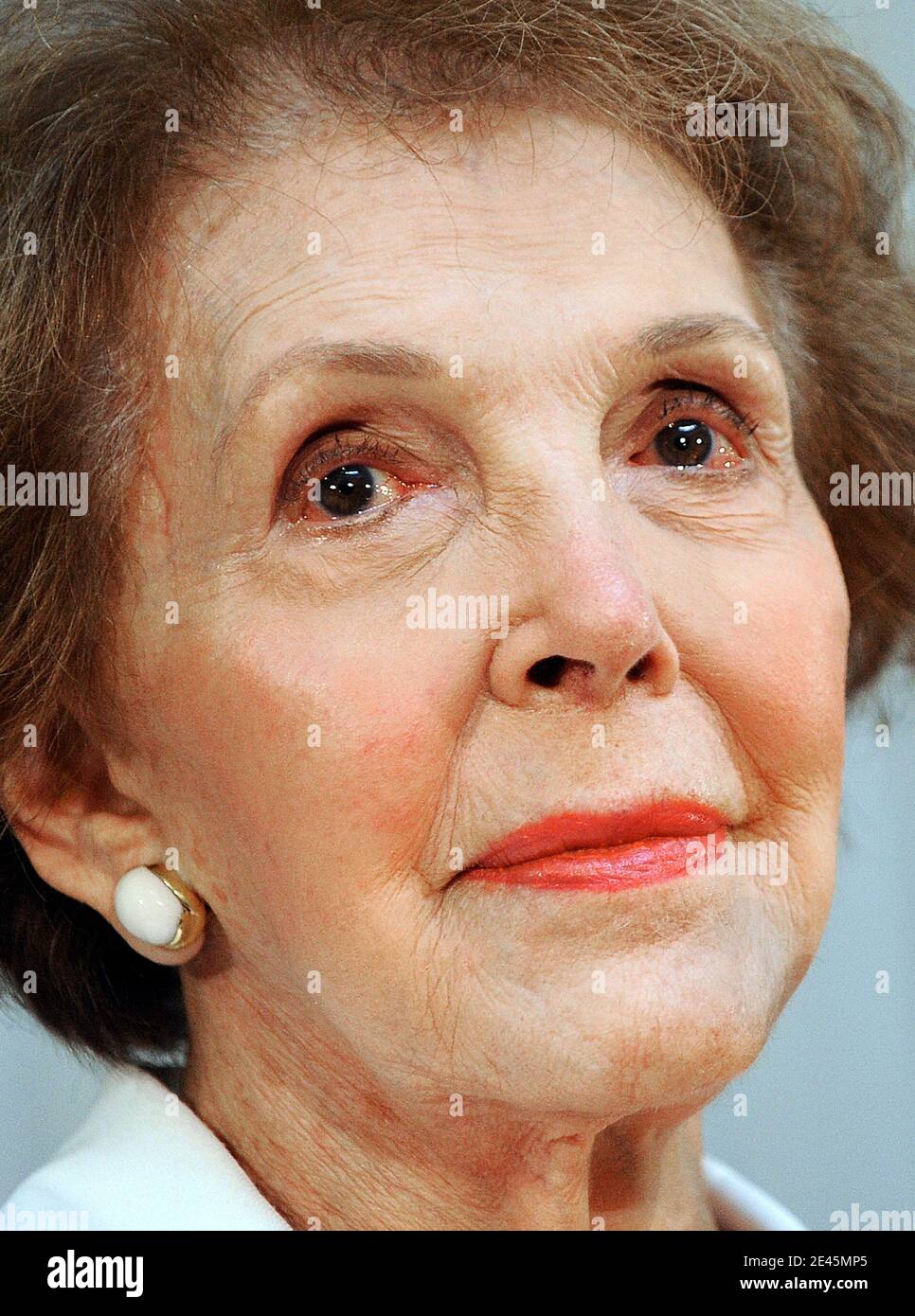 Former first lady Nancy Reagan gets emotional during an event to unveil ...