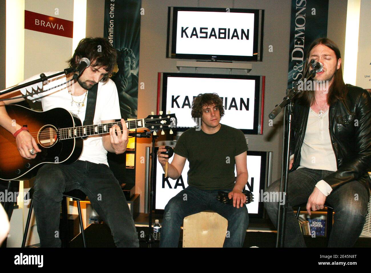 UK band Kasabian performs live during a showcase held at 'Sony Style ...