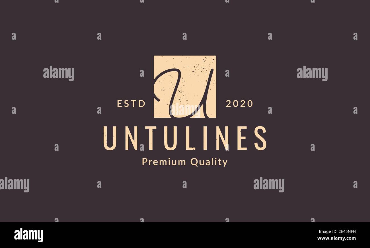 signature letter U square vintage logo symbol icon vector graphic ...