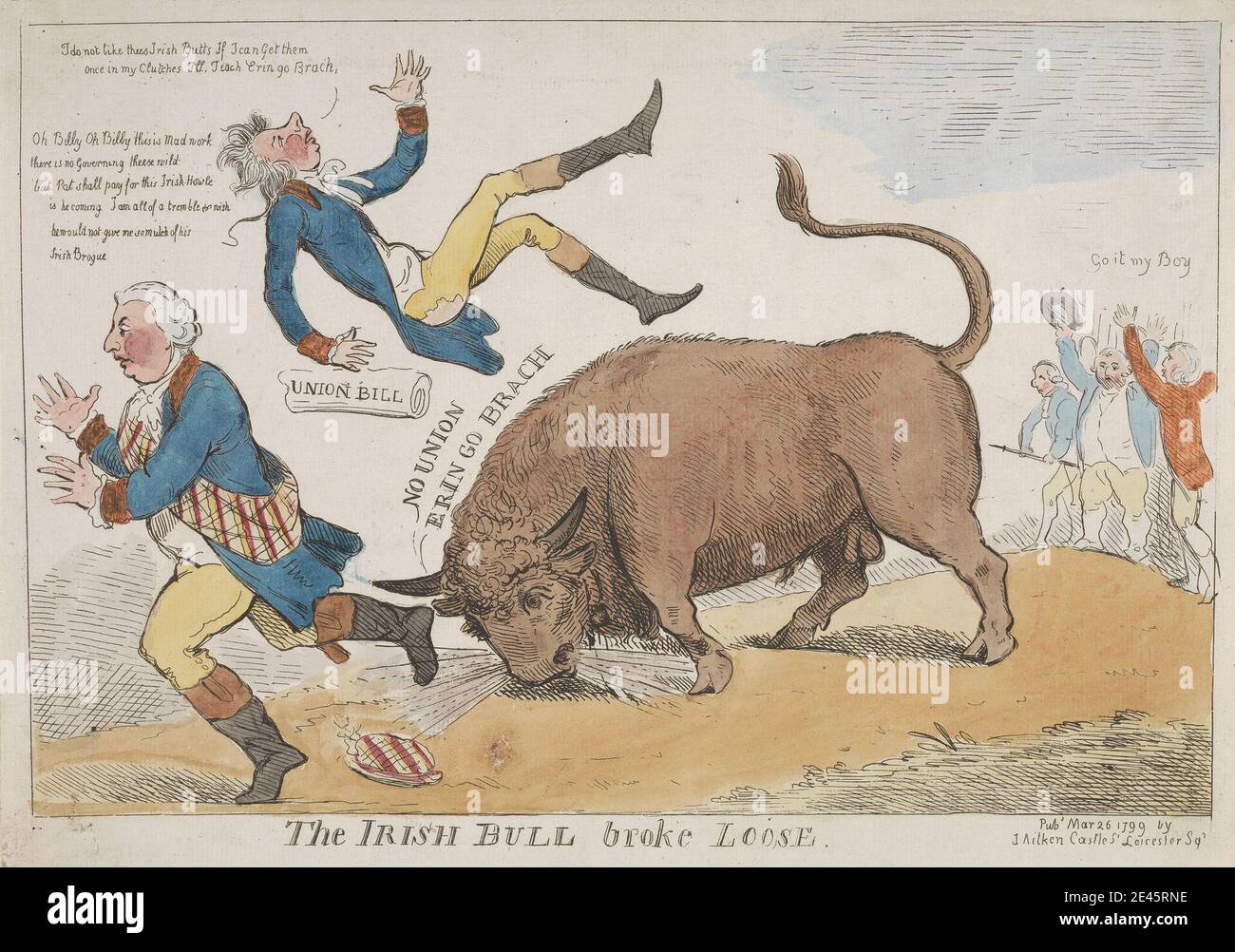 Isaac Cruikshank, 1756â€“1810, British, The Irish Bull broke Loose ...