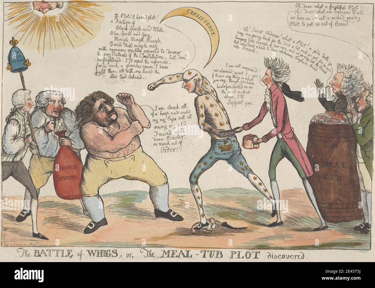 William Dent, active 1784â€“1793, The Battle of Whigs, or, The Meal-tub ...