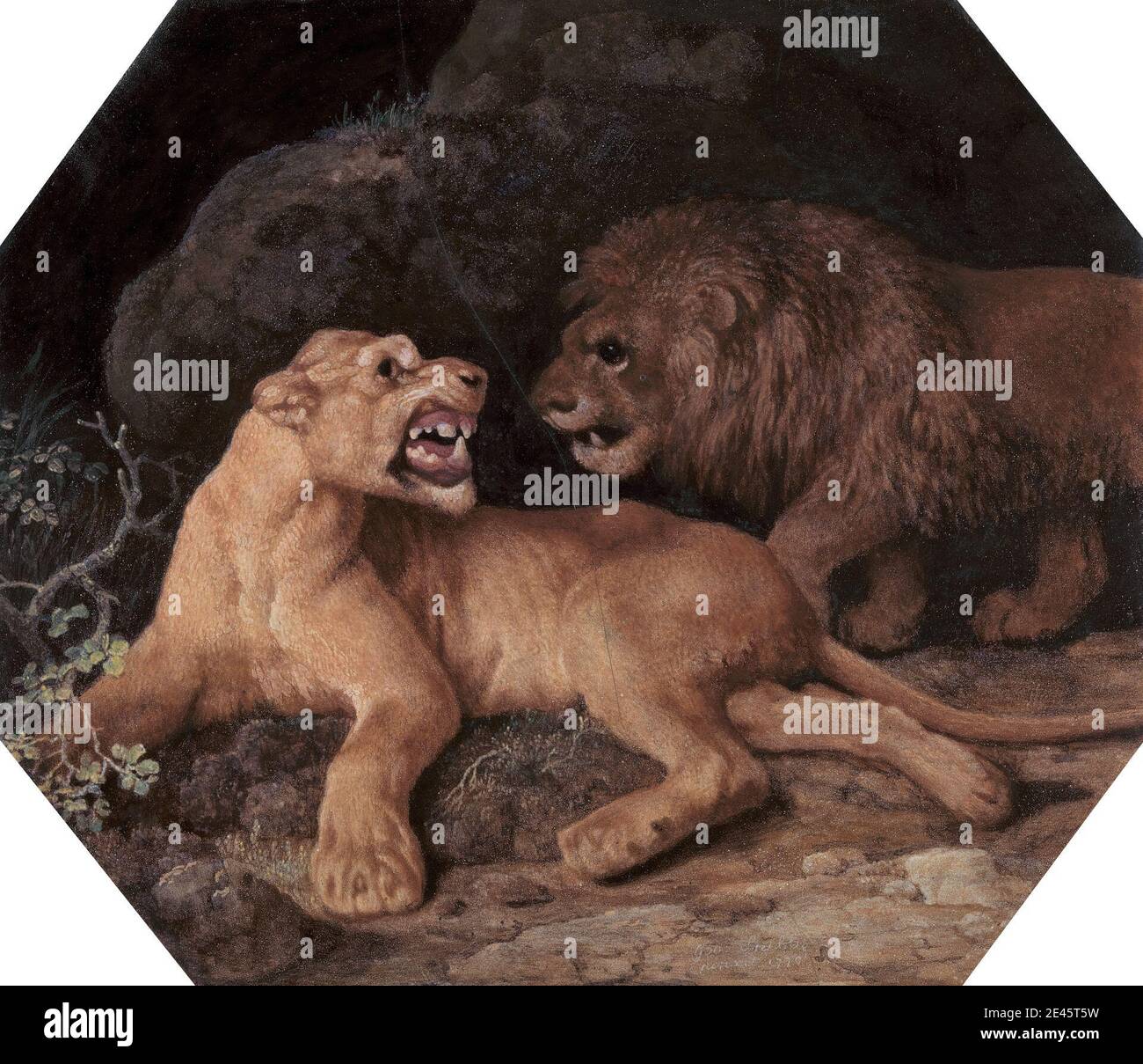 George Stubbs, 1724â€“1806, British, Lion and Lioness, 1770. Enamel on ...