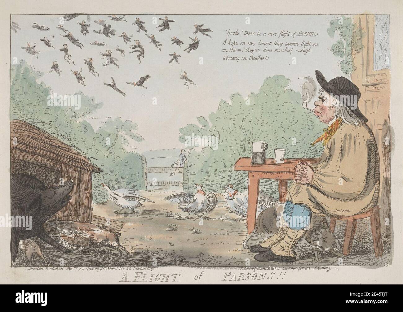 Isaac Cruikshank, 1756â€“1810, British, A Flight of Parsons, 1796 ...