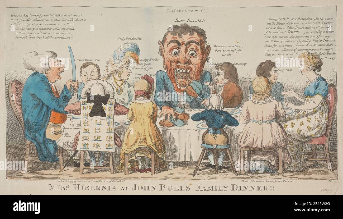 Isaac Cruikshank, 1756â€“1810, British, Miss Hibernia at John Bulls ...