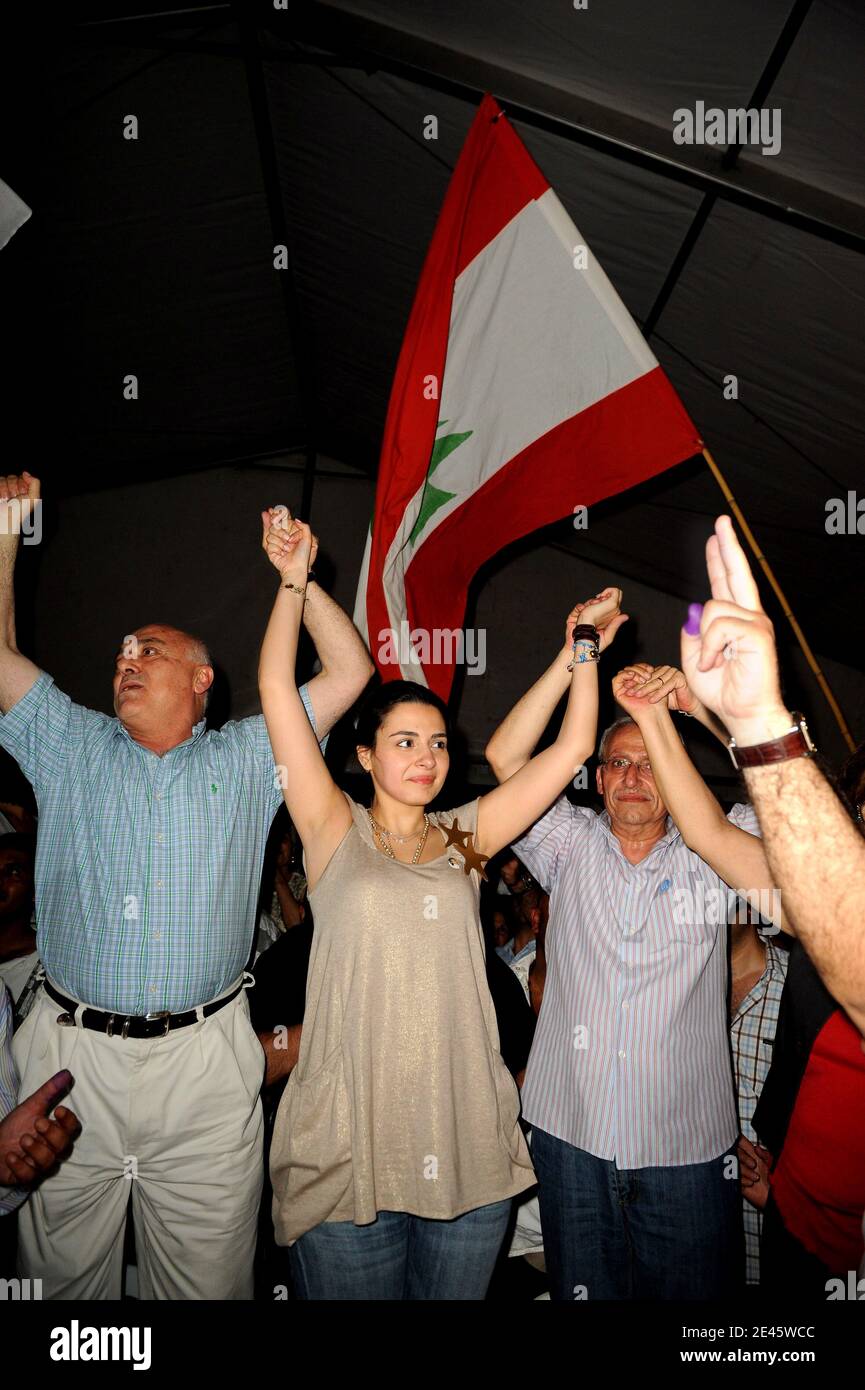27 year-old Nayla Tueni celebrates victory with her supporters in ...