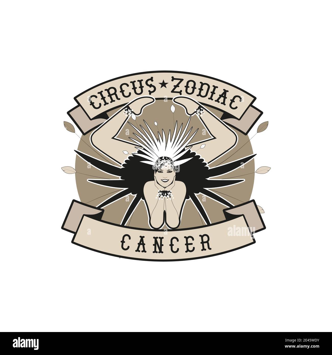 Zodiac Circus Emblem. Cancer sign. Contortionist girl, dressed in ...