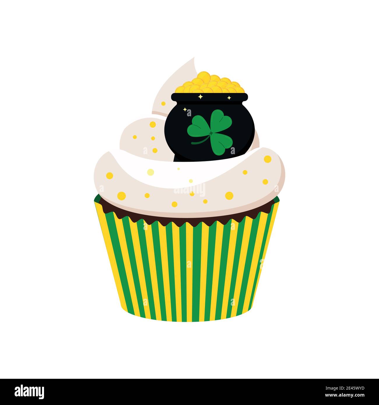 St Patrick cupcake with cauldron isolated on white background Stock ...