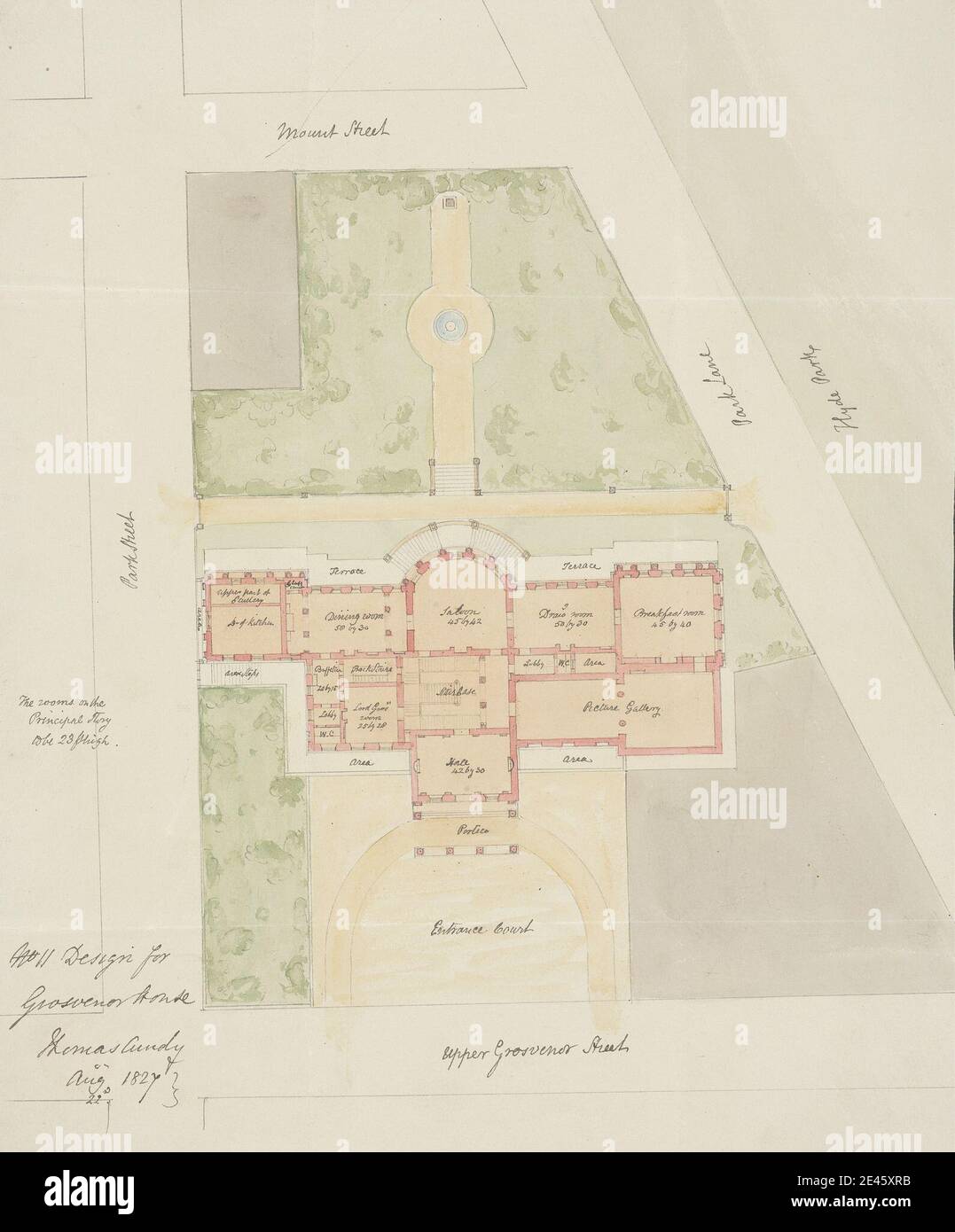 Thomas Cundy, 1790â€“1867, British, Design for Grosvenor House, London ...