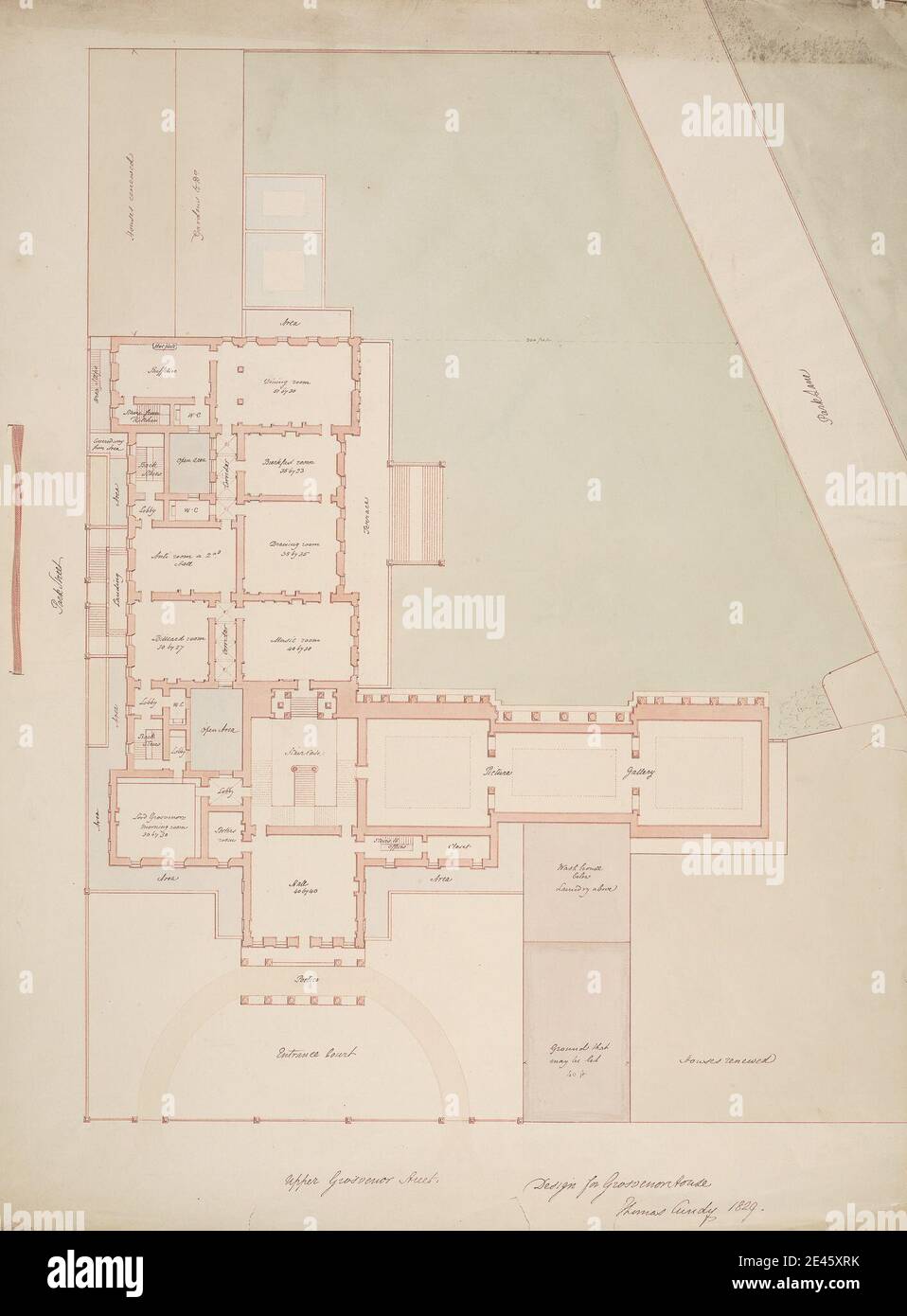 Thomas Cundy, 1790â€“1867, British, Design for Grosvenor House, London ...