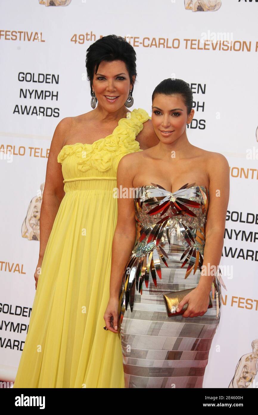 Kim Kardashian and her mother Chris arriving at the 49th Monte-Carlo TV ...