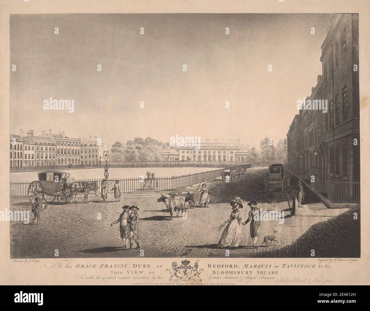 Robert Pollard, 1755â€“1838, British, View of Bloomsbury Square, 1787 ...