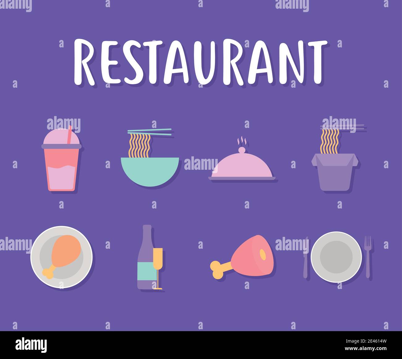 restaurant lettering with a bundle of restaurant icons Stock Vector ...