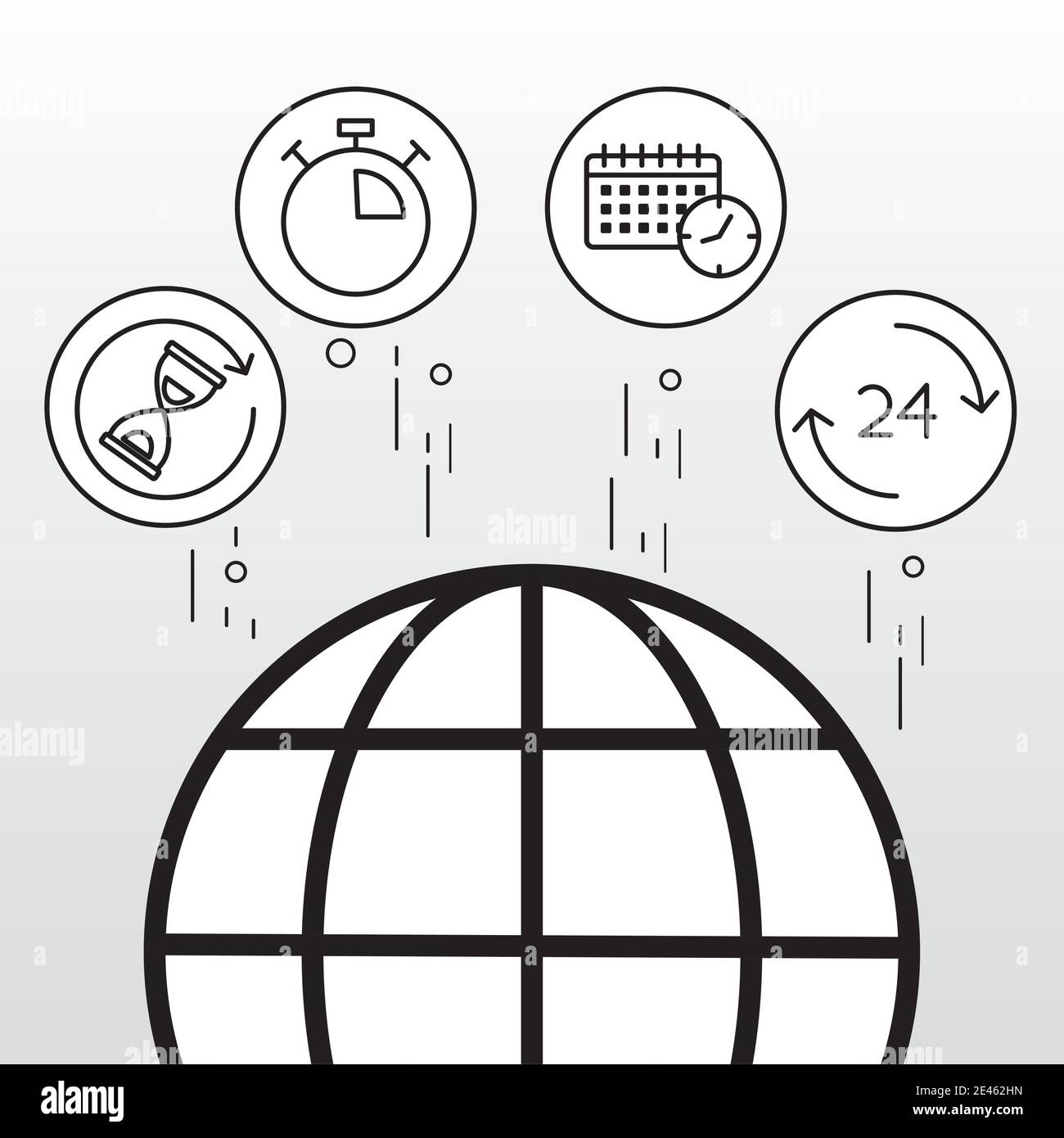 bundle of five time clocks line style set icons vector illustration ...