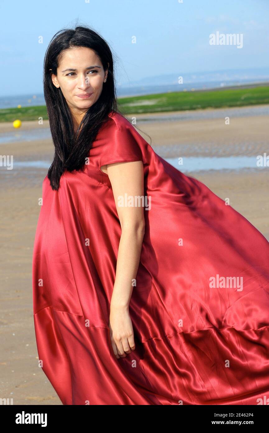 Rachida Brakni poses on the beach as part of the the 23nd Cabourg ...