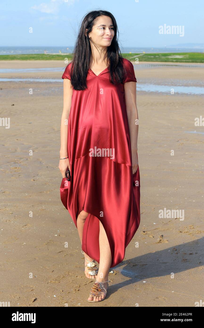 Rachida Brakni poses on the beach as part of the the 23nd Cabourg ...