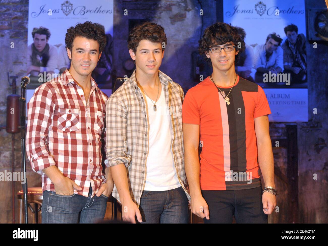 Kevin, Joe, and Nick from Jonas Brothers pose for a Photocall to ...